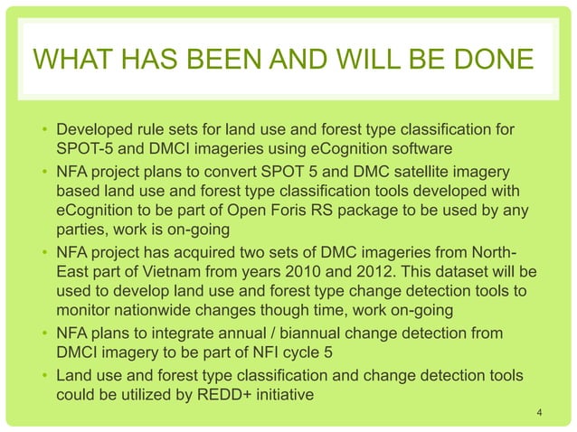 Remote sensing and mapping tool development of NFA Project in Vietnam | PPT