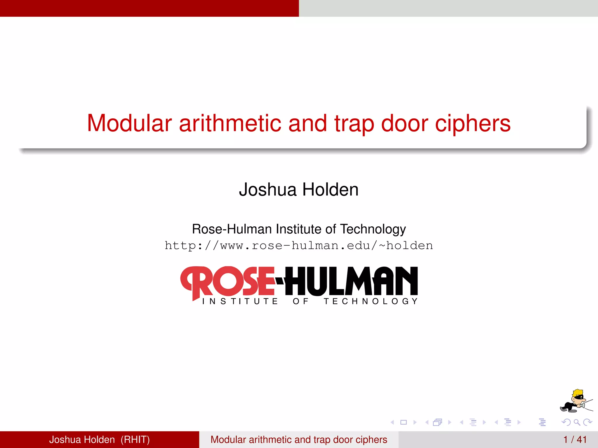 Modular Arithmetic and Trap Door Ciphers | PPT Modular Arithmetic and Trap Door Ciphers | PPT