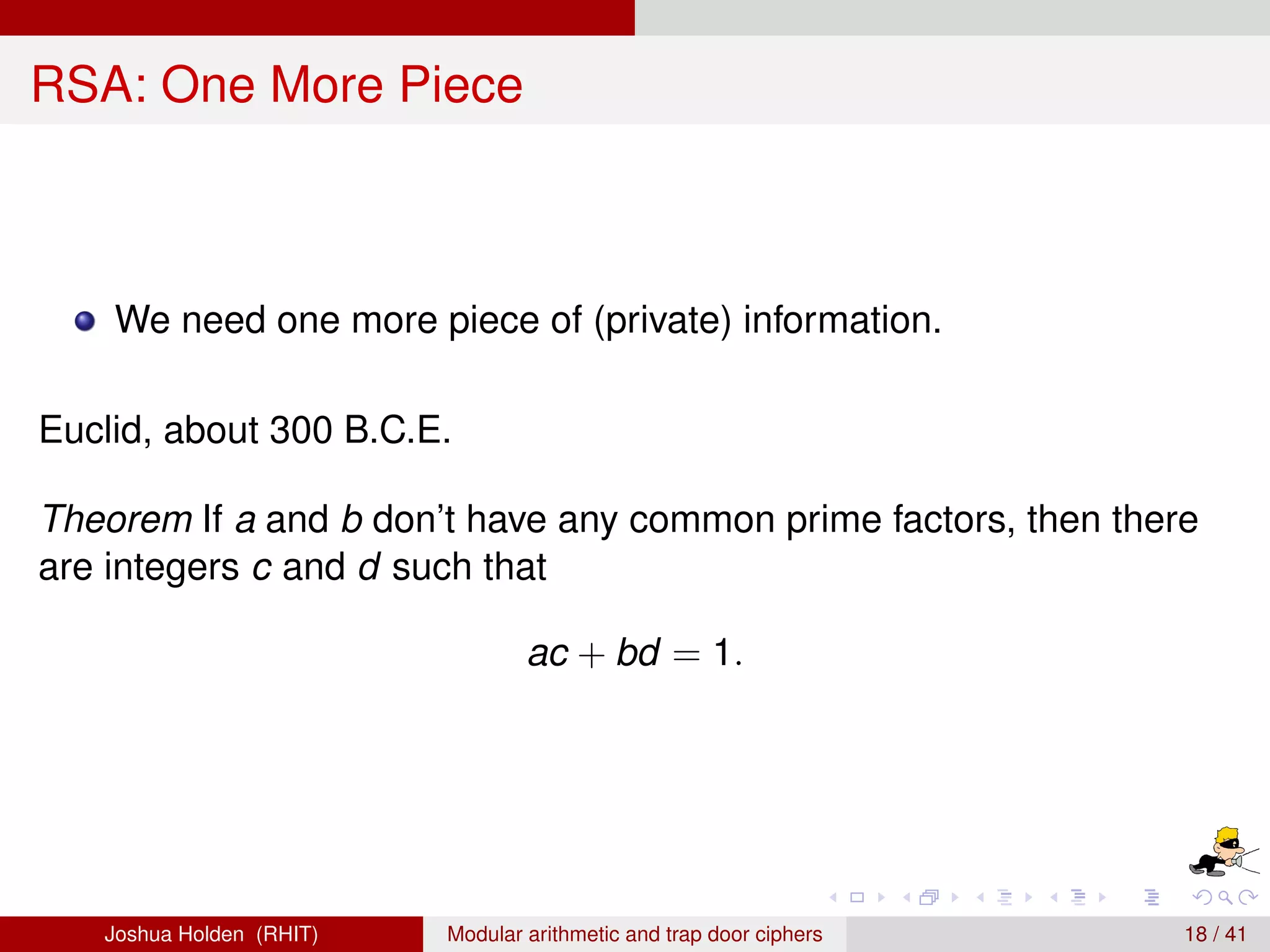 Modular Arithmetic and Trap Door Ciphers | PPT