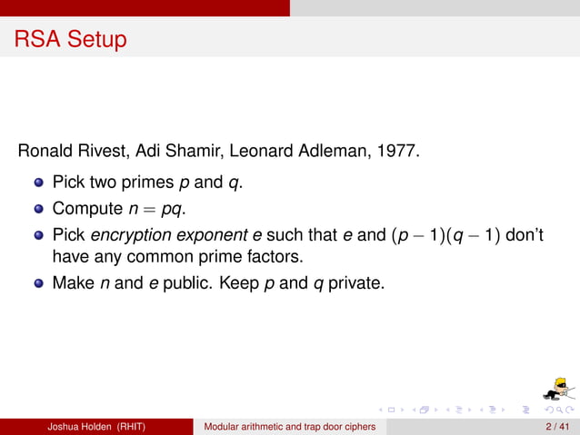 Modular Arithmetic and Trap Door Ciphers | PPT Modular Arithmetic and Trap Door Ciphers | PPT