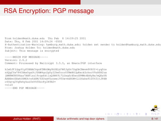 Modular Arithmetic and Trap Door Ciphers | PPT