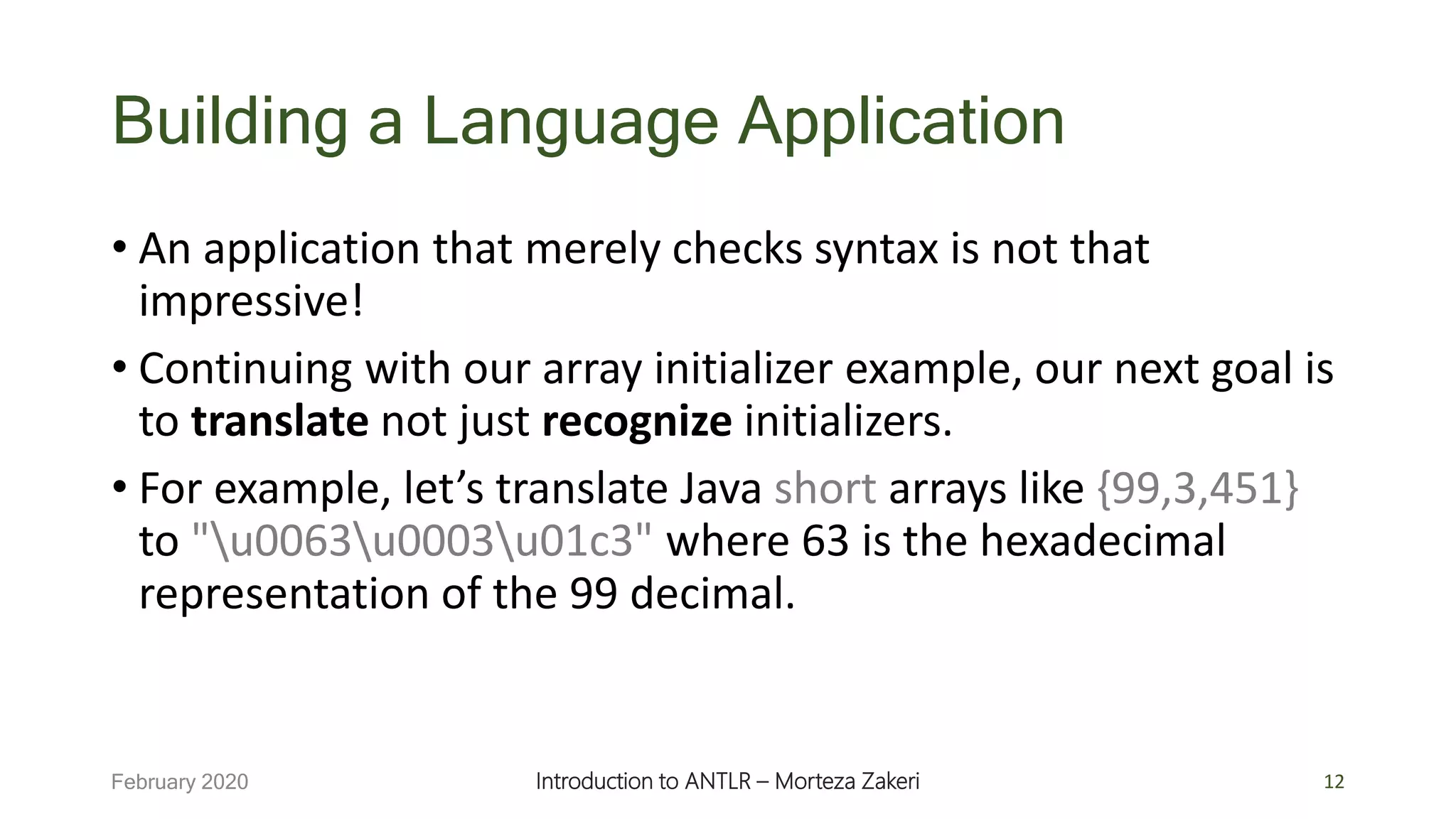 Antlr Part2 Gettingstartedinjava Ppt