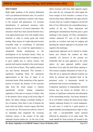 Right Subcostal Incisional Hernia: A Surgical Challenge. | PDF