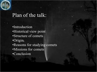 Minor bodies of the solar system: Comets and their importance | PPTX | Space and Astronomy | Science