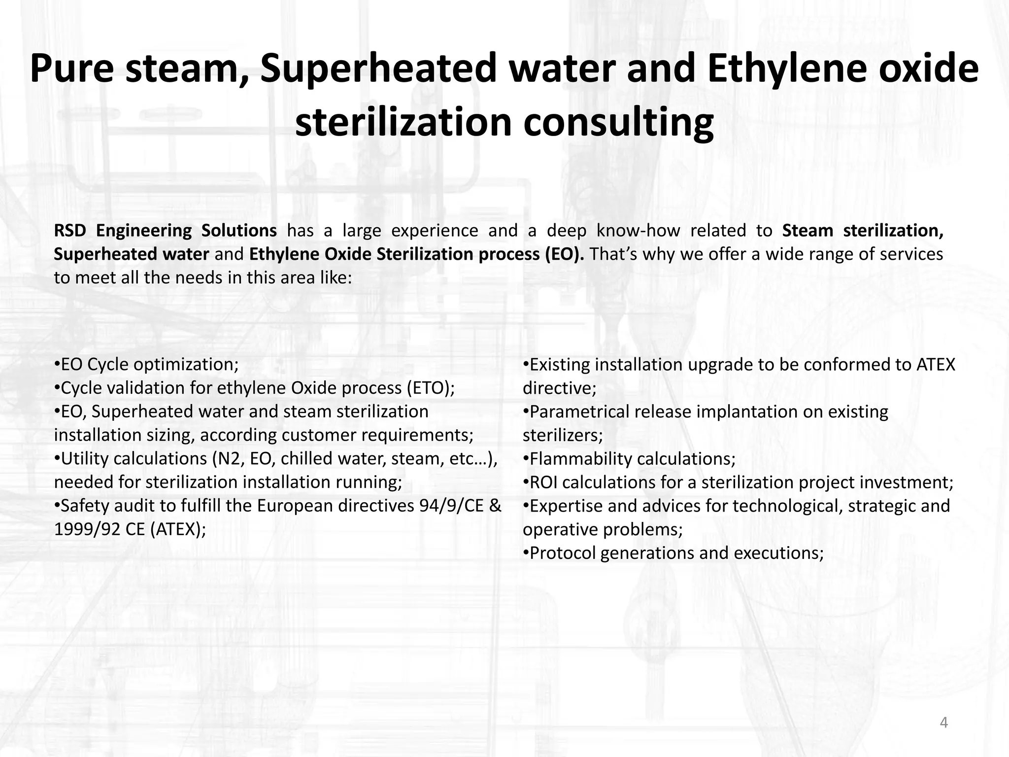 Rsd engineering steam, superheated water and ethylene oxide (eto) sterilization | PPT
