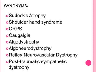 RSD-REFLEX SYMPATHETIC DYSTROPHY | PPTX | Brain and Nervous System ...