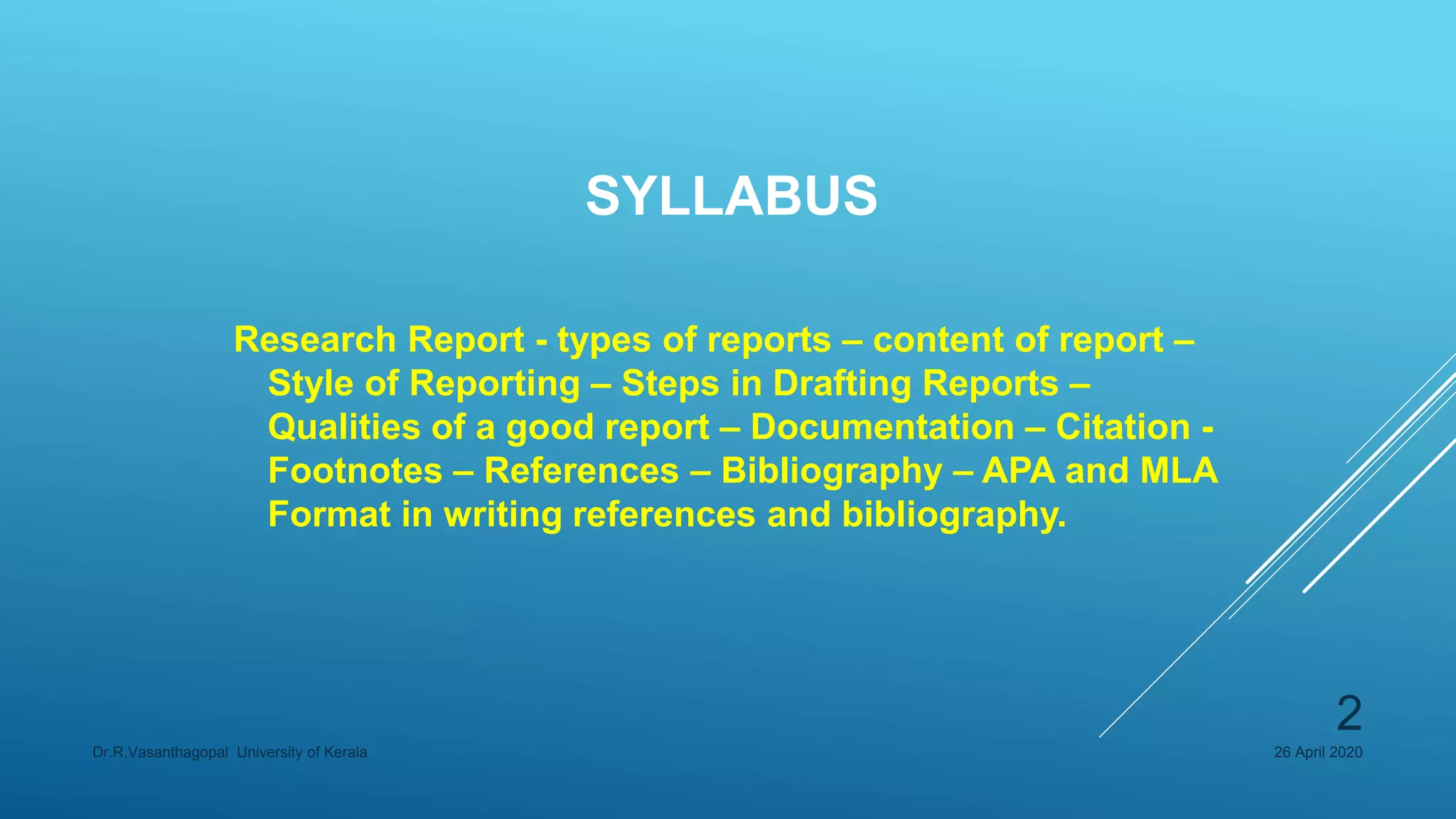 Preparation of Research Reports | PPT