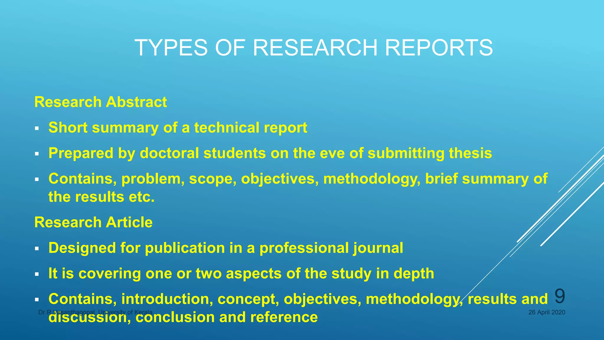 Preparation of Research Reports | PPT