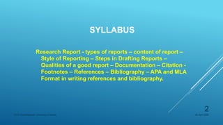 Preparation of Research Reports | PPT