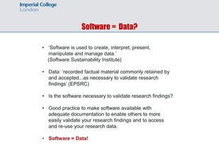 Research Data Management from a Software Engineering Perspective | PPT