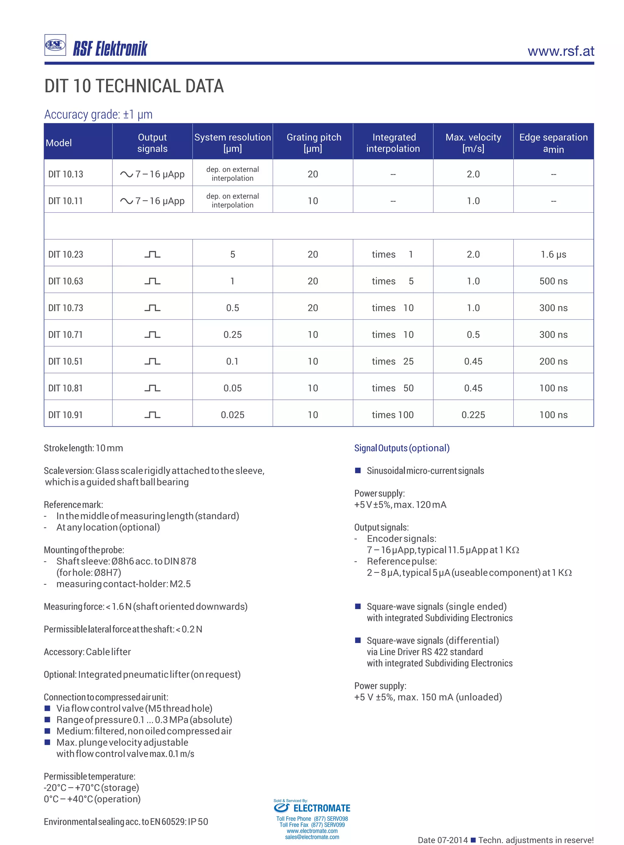 Rsf electronik dit10_specsheet | PDF