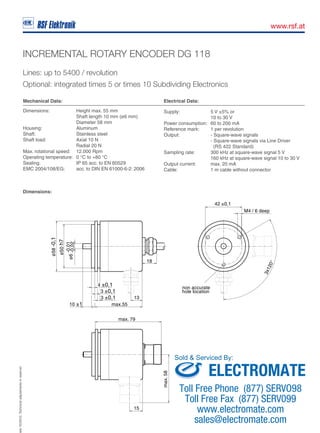 Rsf electronik incremental_rotary_encoder_dg118_specsheet | PDF