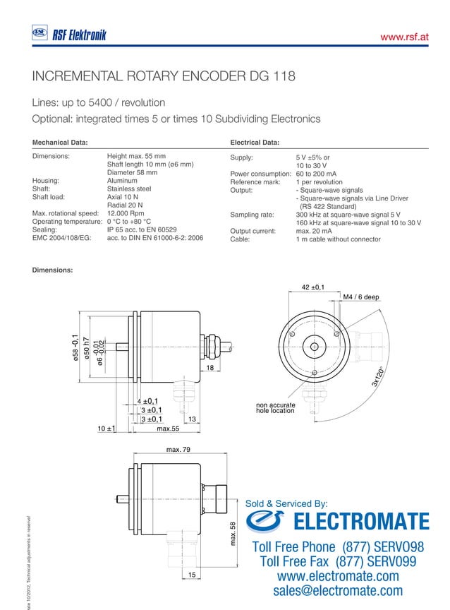Rsf electronik incremental_rotary_encoder_dg118_specsheet | PDF