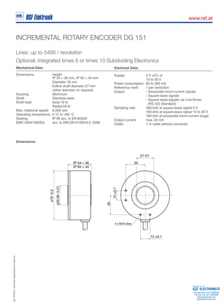 Rsf electronik incremental_rotary_encoder_dg151_specsheet | PDF