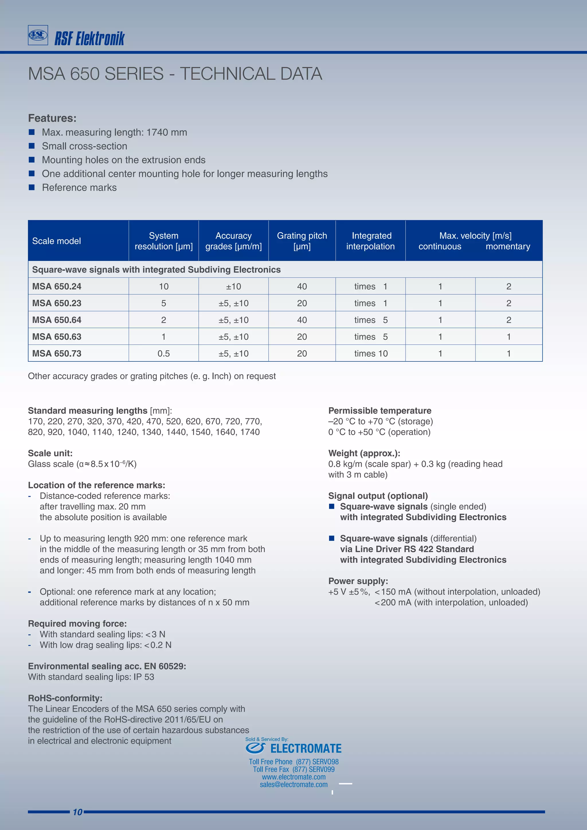 Rsf electronik msa650_specsheet | PDF