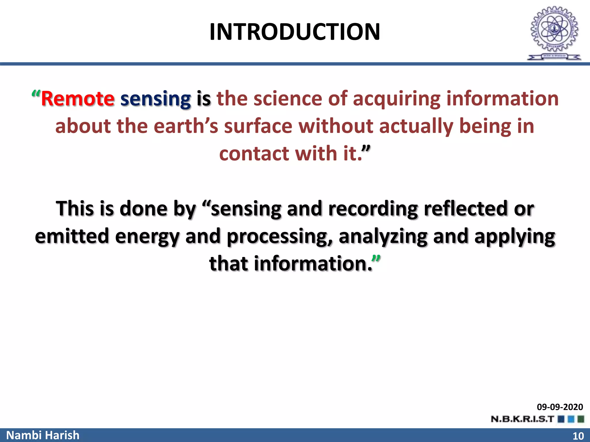 Introduction to remote sensing | PPTX