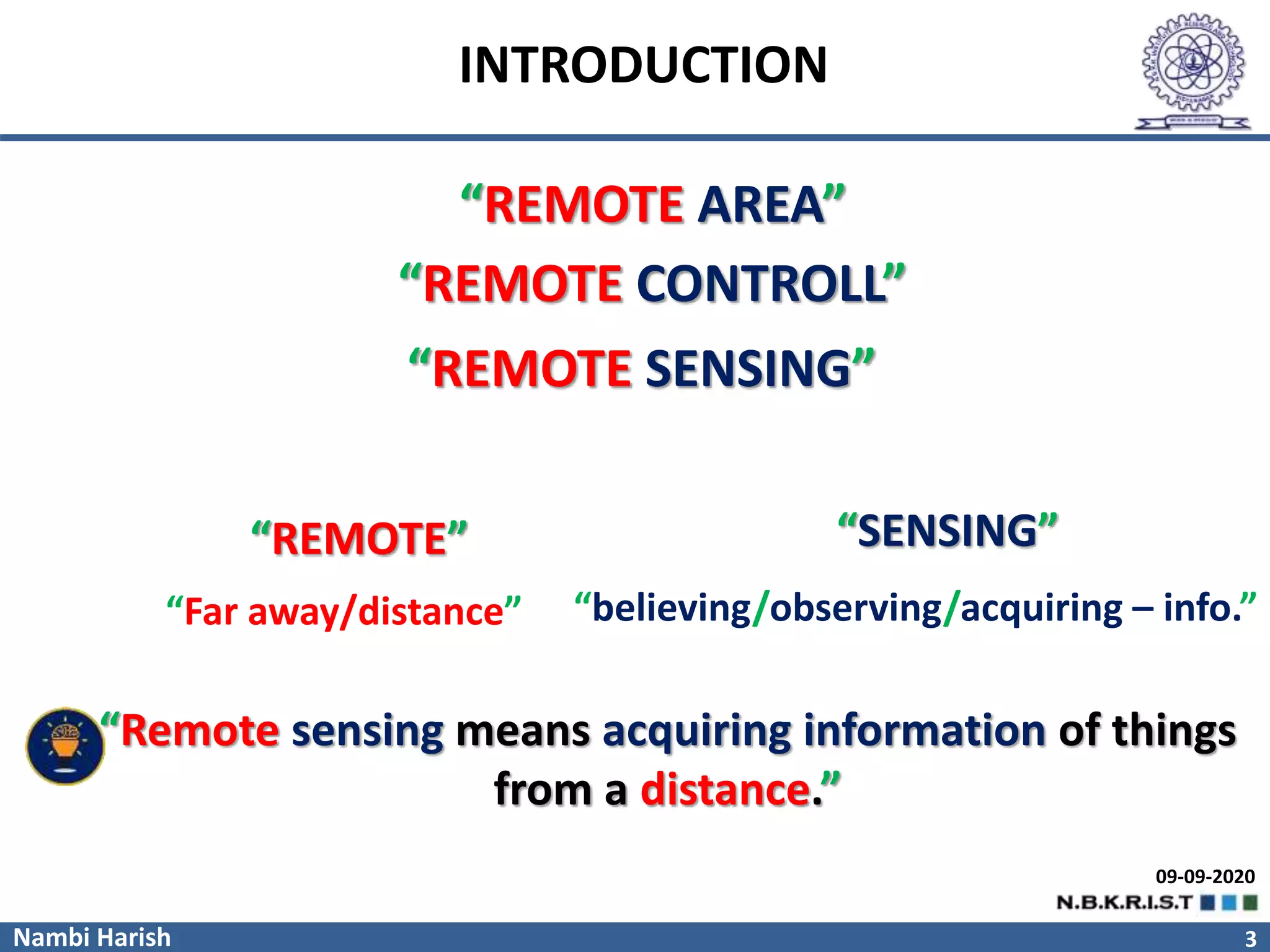 Introduction to remote sensing | PPTX