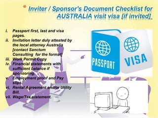 Australia Visitor | Tourist Visa & Document Checklist | PPT