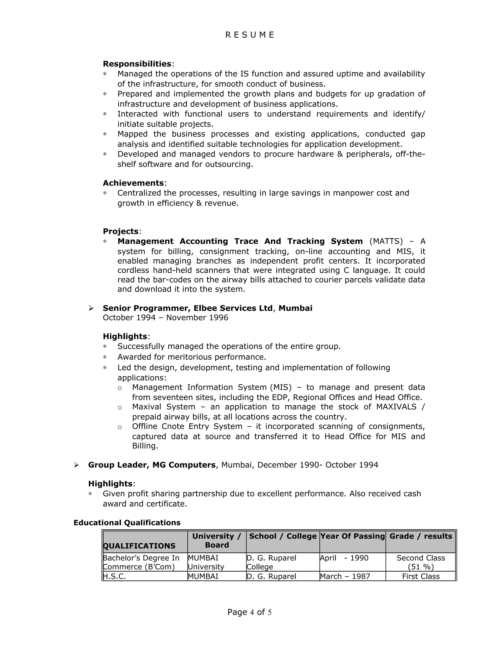 Rajendra Shetty Resuke - Database Architect | DOC