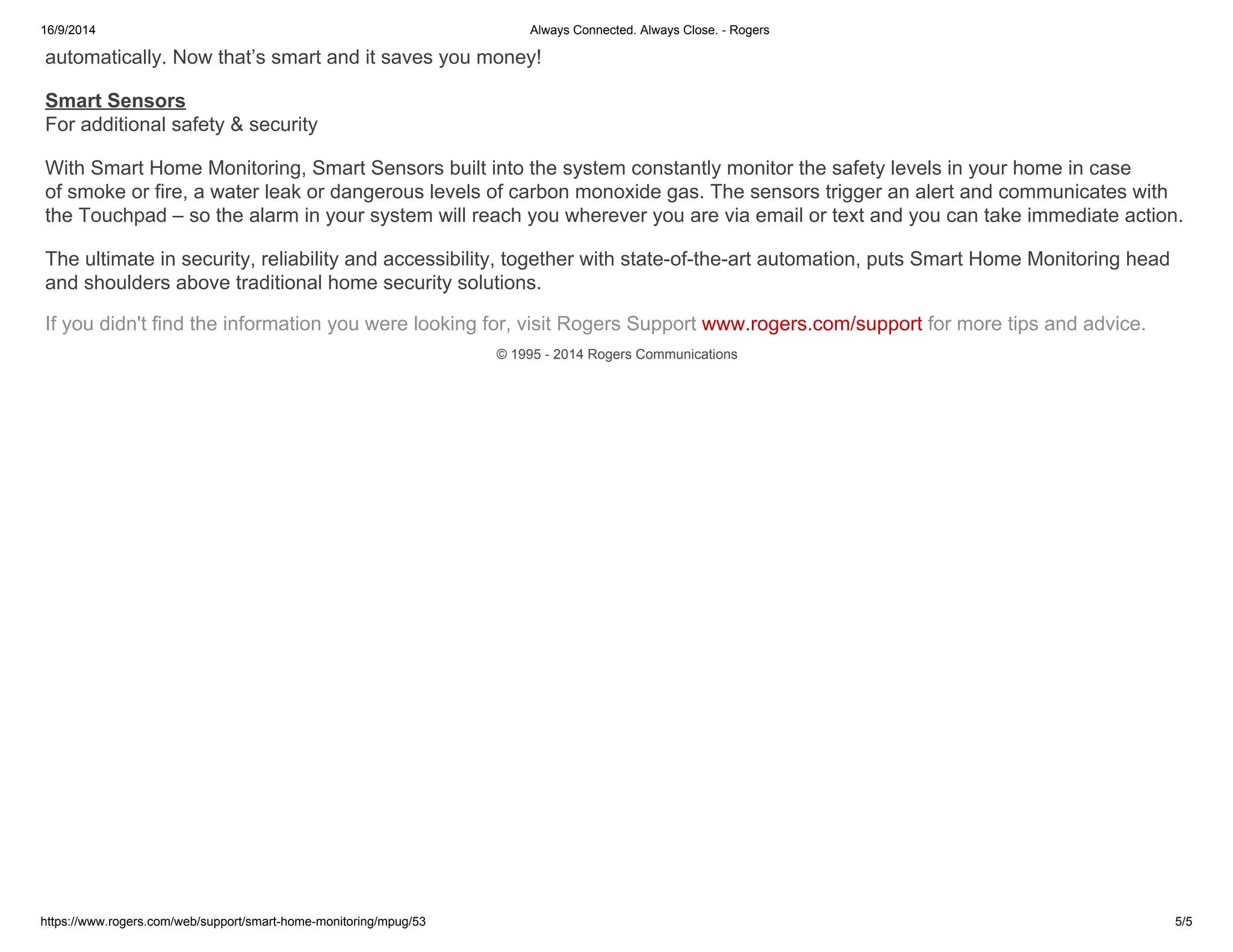 Rogers Smart Monitoring | PDF