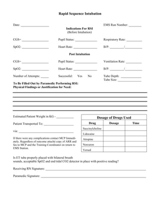 Rapid Sequence Intubation (RSI) | PDF