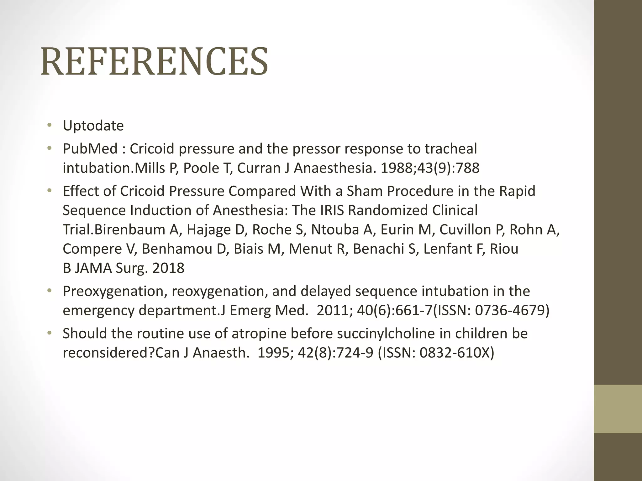 Rapid Sequence Induction & Intubation | PPTX
