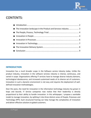 Model of Innovation for Organizations in the IT Software Services ...