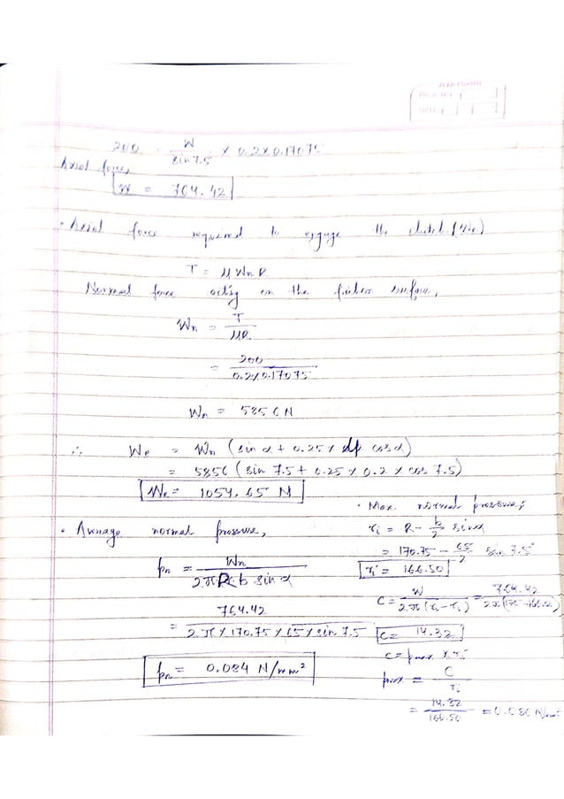 RS Khurmi Machine Design Clutch and Brake Exercise Numerical Solutions | PDF