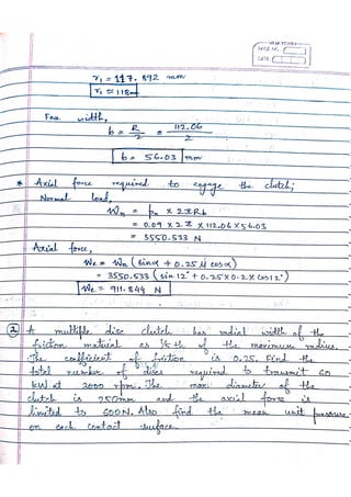 RS Khurmi Machine Design Clutch and Brake Exercise Numerical Solutions | PDF