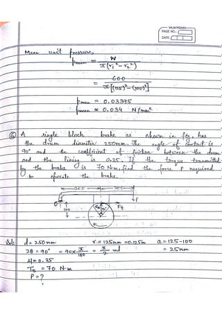 RS Khurmi Machine Design Clutch and Brake Exercise Numerical Solutions ...