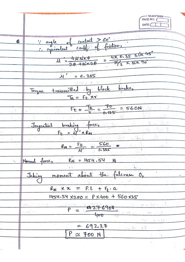 RS Khurmi Machine Design Clutch and Brake Exercise Numerical Solutions | PDF