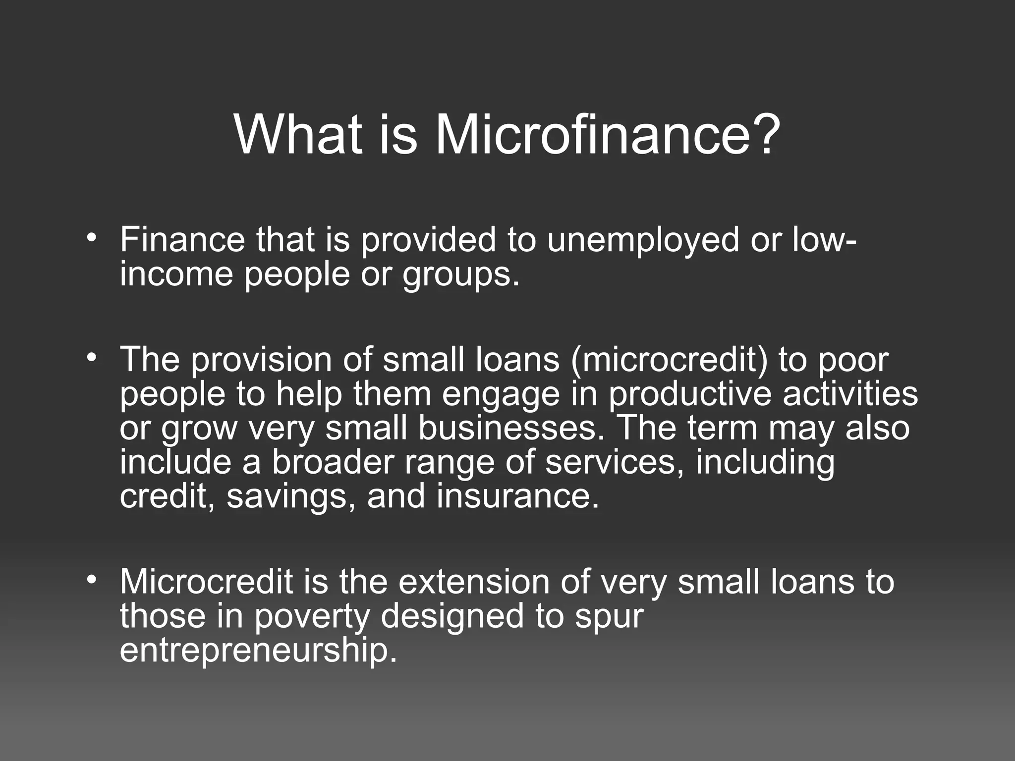 Presentation on Microfinance | PPT