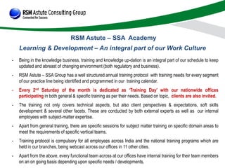 RSM Astute - SSA LLP Group: Learning and Development Culture | PDF