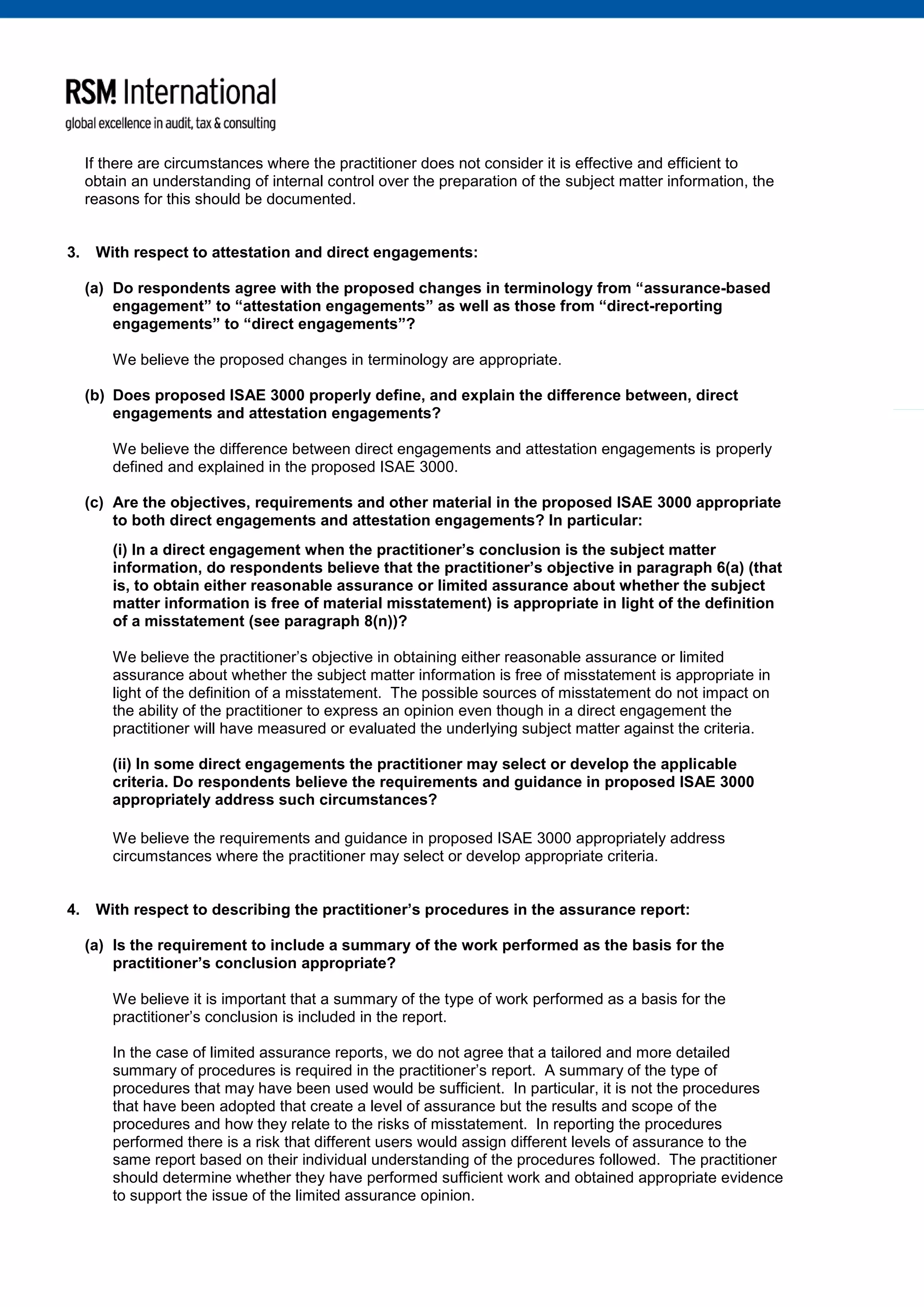 Rsm comment to iaasb isae 3000 - final | PDF