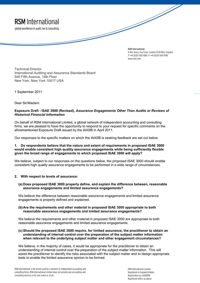 Rsm comment to iaasb isae 3000 - final | PDF