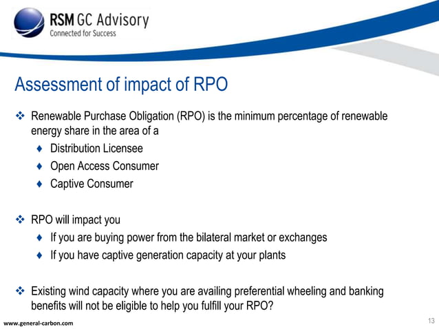 Rsm GC Advisory Renewable Purchase Obligation (RPO) & Renewable Energy ...