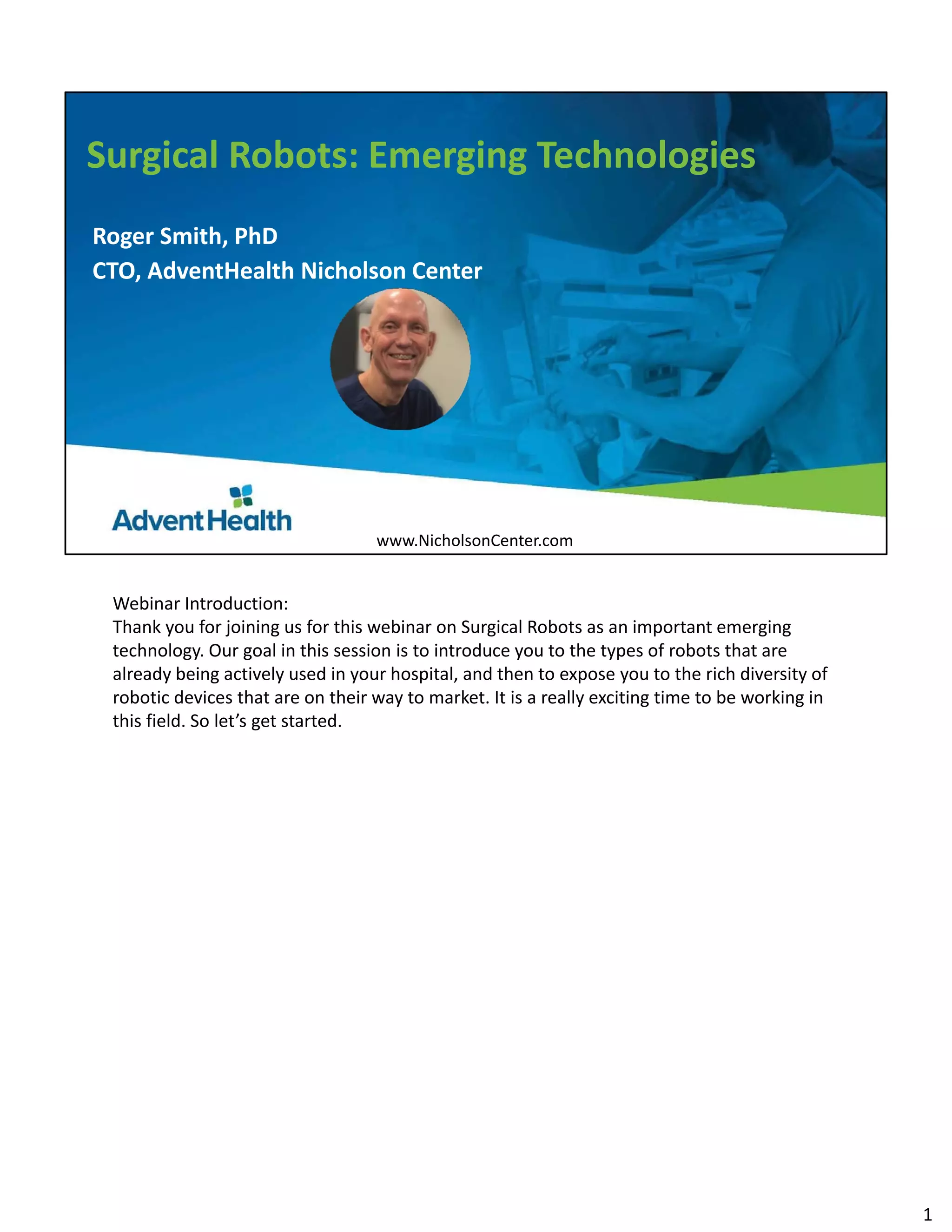 Surgical Robots: Emerging Technologies | PDF