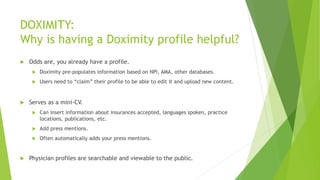 LinkedIn and Doximity: What You Need to Know | PPT