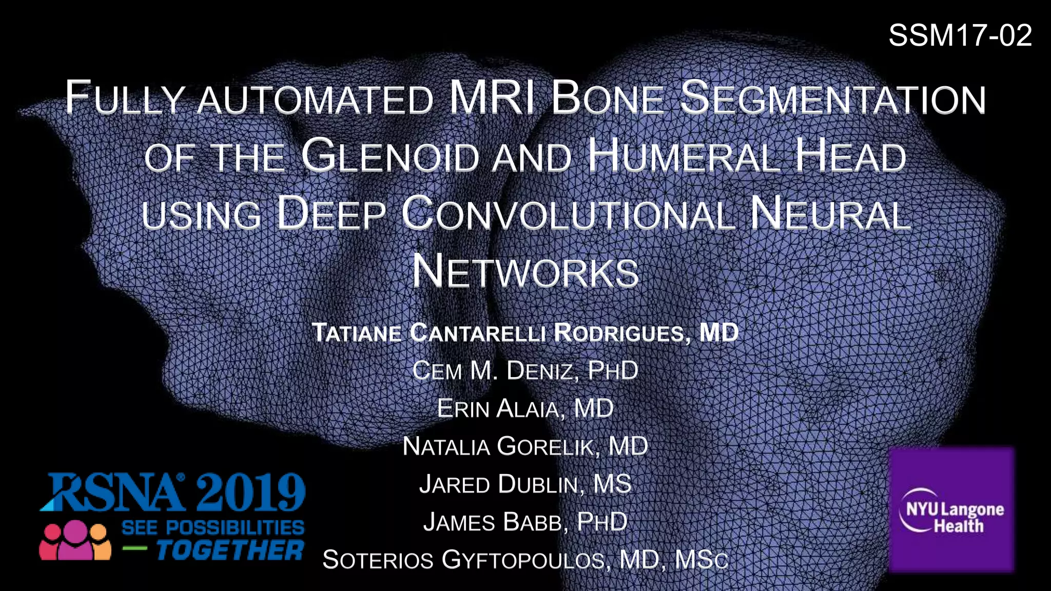 Fully Automated Mri Bone Segmentation Of Glenoid And Humeral Head