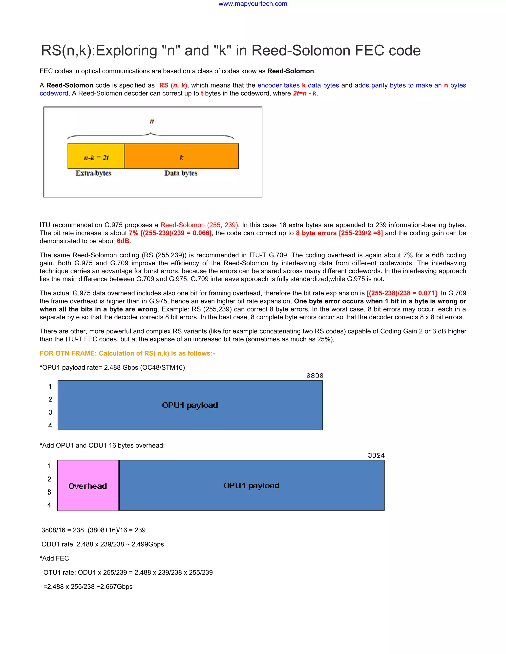 Rs(n,k)exploring n and k in reed solomon fec code | PDF