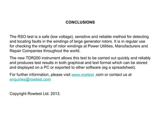 RSO Test on three phase synchronous rotors | PPT