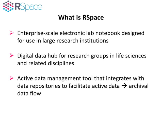 RSpace Overview for the Open Cloud Workshop 2020 | PPT