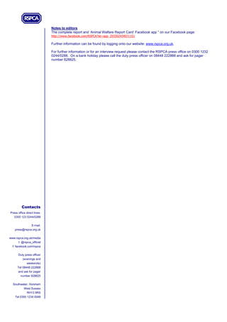 Rspca launches ‘animal welfare report card’ | PDF