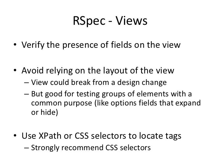 Rspec And Rails 