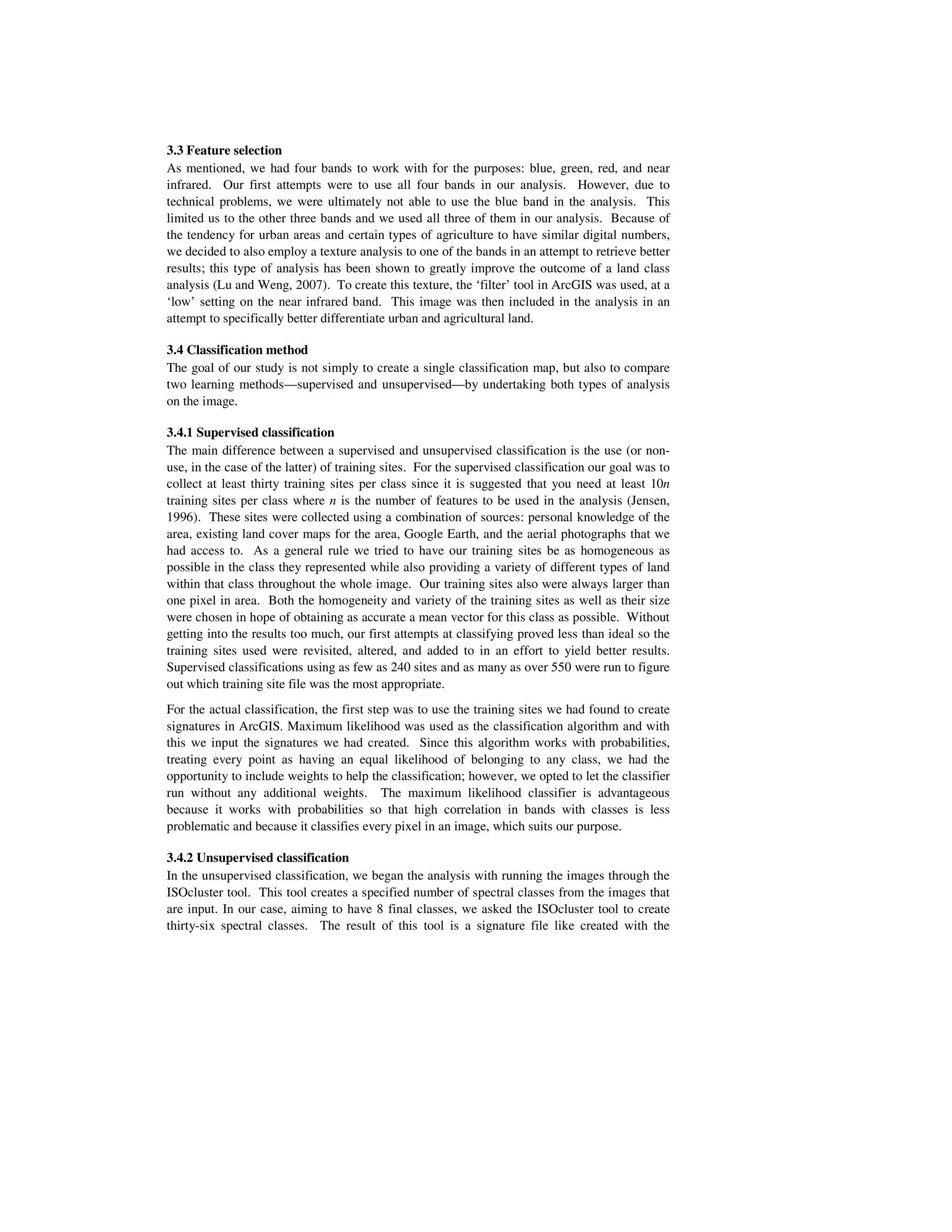 Supervised and unsupervised classification techniques for satellite imagery in Porto Alegre ...