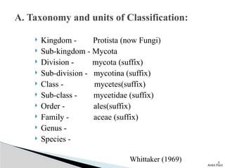 Classification of Fungi, taxonomy and Nomenclature.pptx