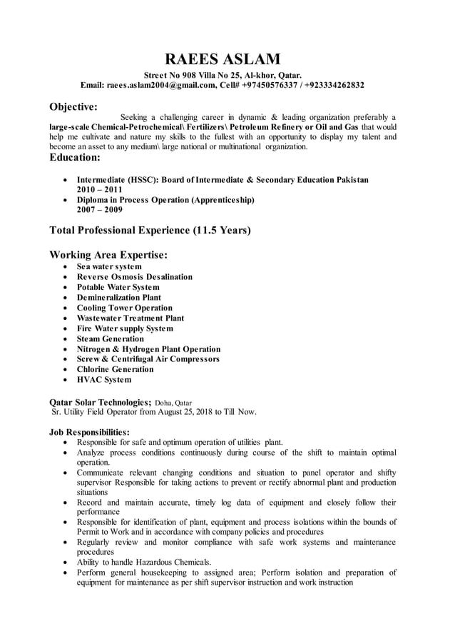 Sr. Utility Operator | DOCX