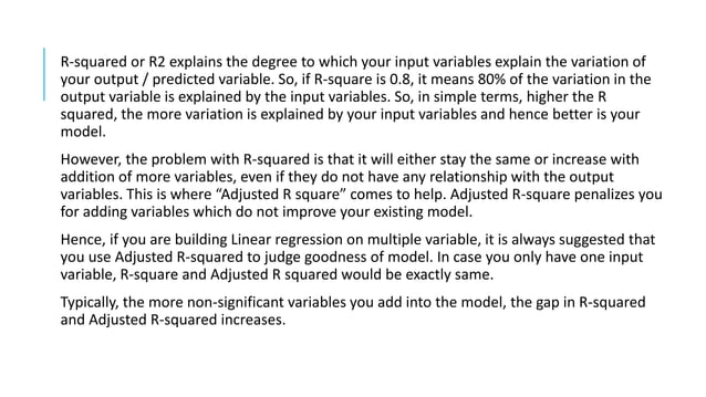 R square vs adjusted r square | PPTX | Technology & Computing