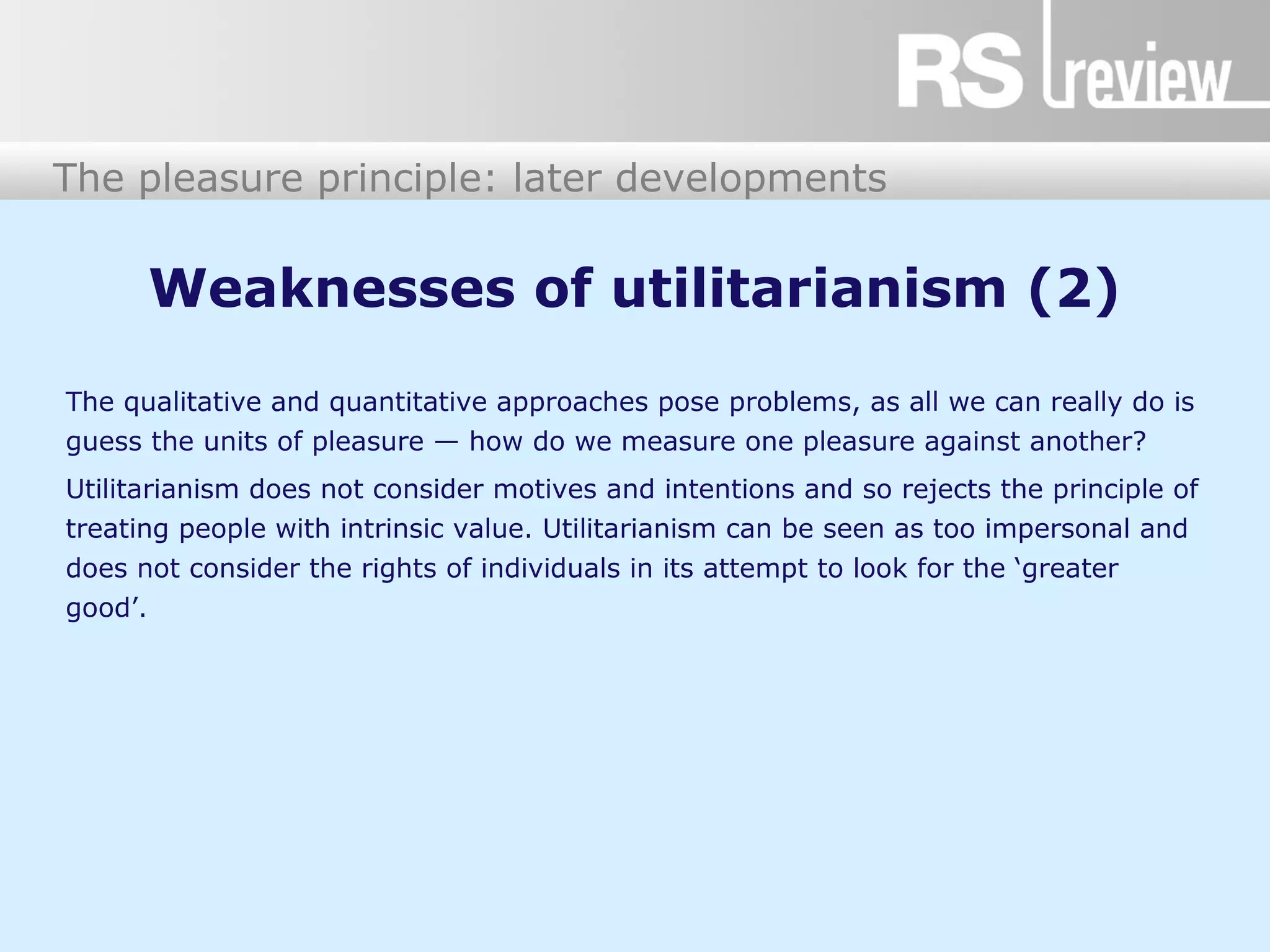 Utilitarianism Revision (RS Review Online) | PPT