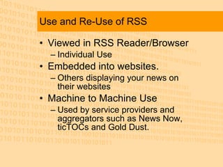 Advanced Uses of RSS | PPT | Technology & Computing